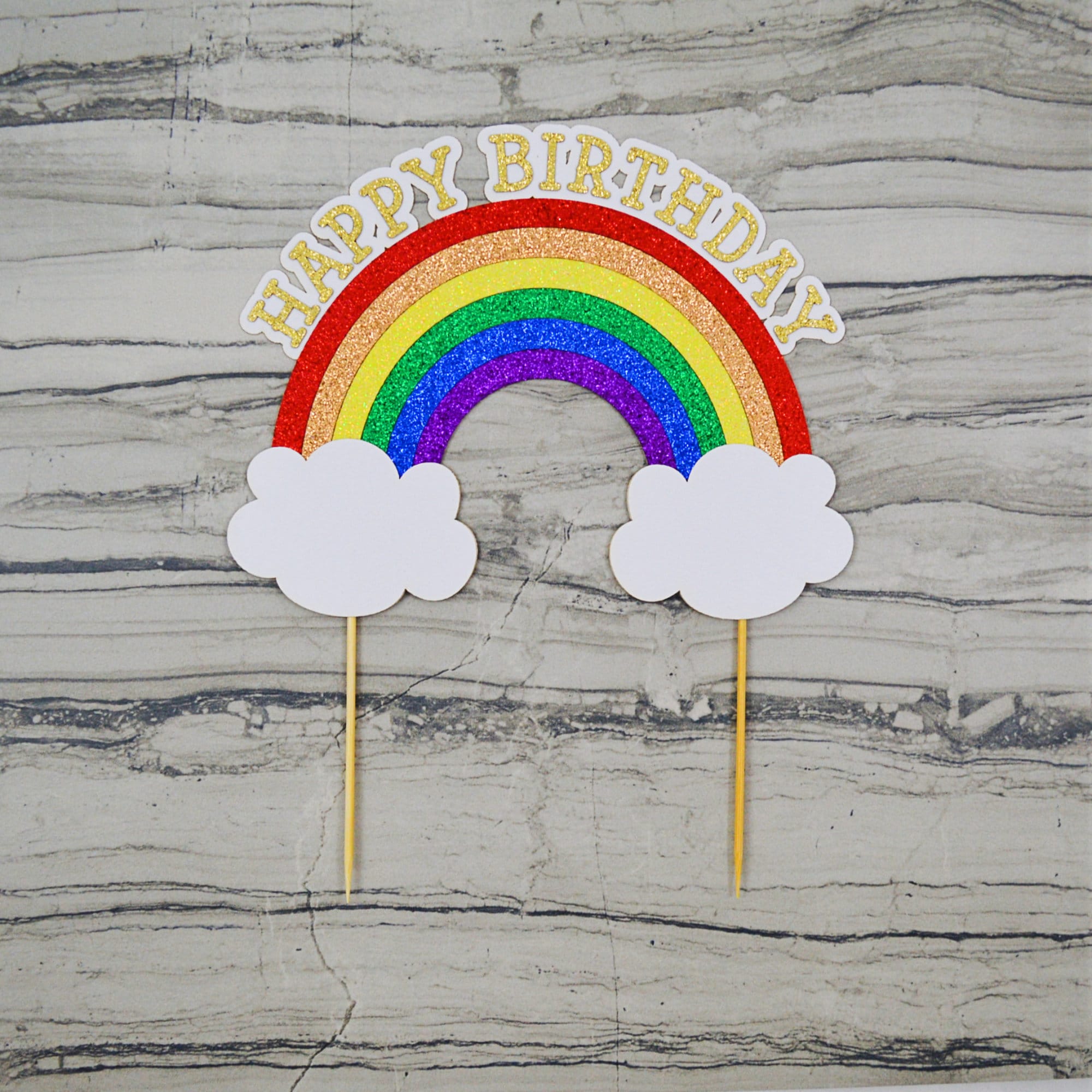 Rainbow Happy Birthday Glitter Cake Topper Rainbow Baby | Etsy
