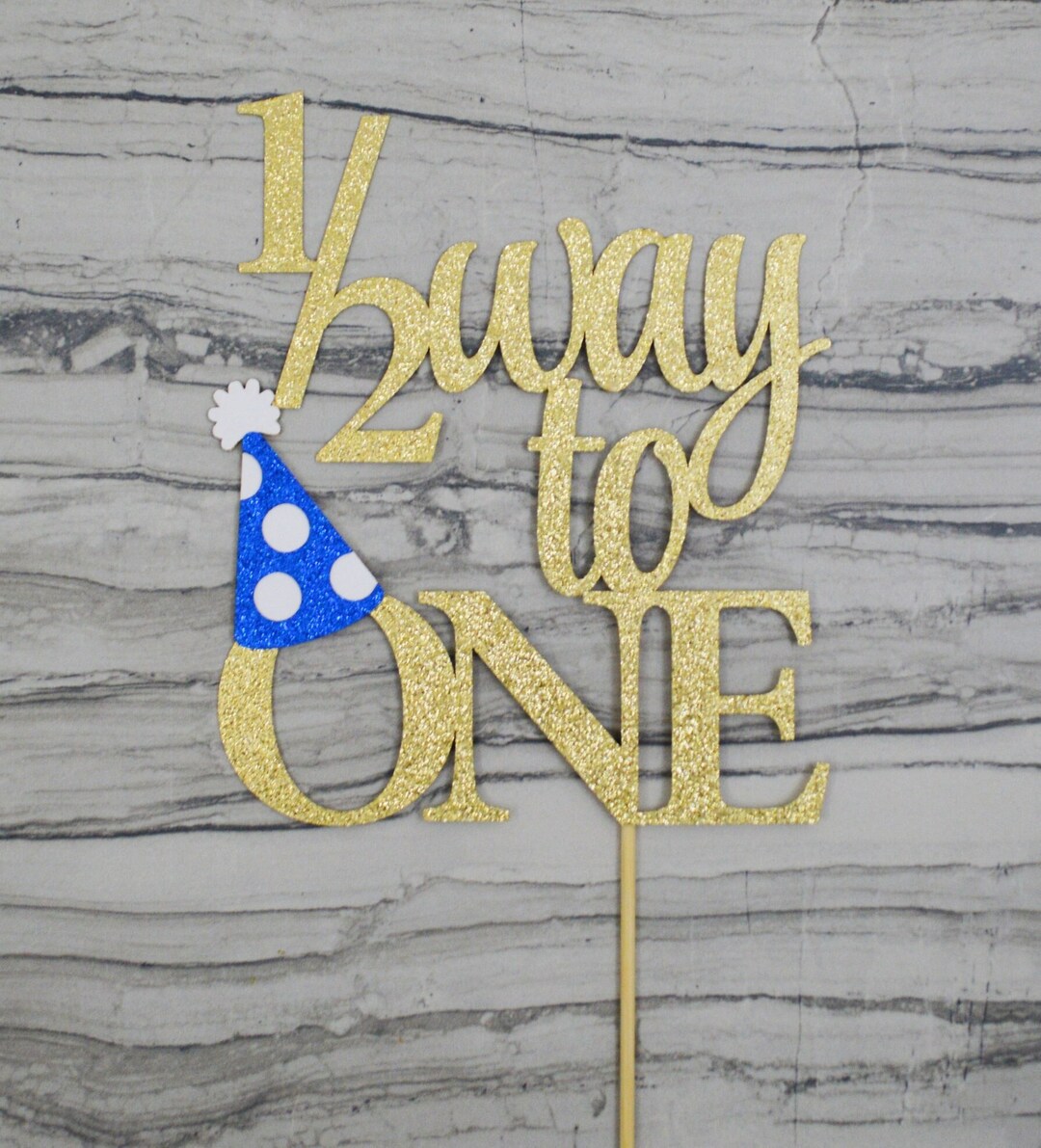 1/2 Way to One Glitter Cake Topper - Halfway to One - 6 Month Birthday ...