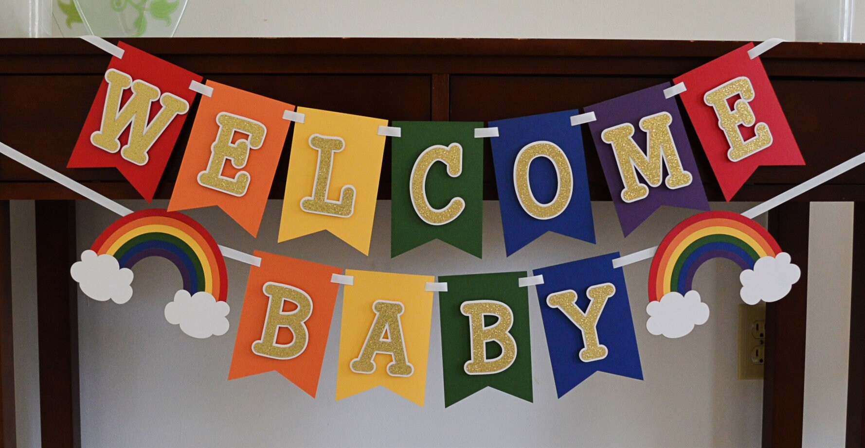 Rainbow Welcome Baby Banner Rainbow Baby Shower Banner | Etsy