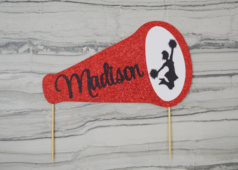 Cheerleading Megaphone Glitter Cake Topper - Personalized - Cheerleader ...