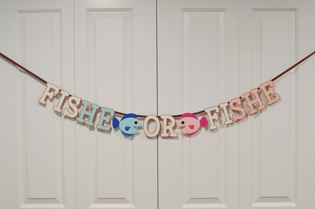 Fish HE or Fish SHE Gender Reveal Banner - Fishing Theme He or She ...
