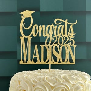 Graduation Cake Topper - Personalized Congrats Glitter Cake Topper ...