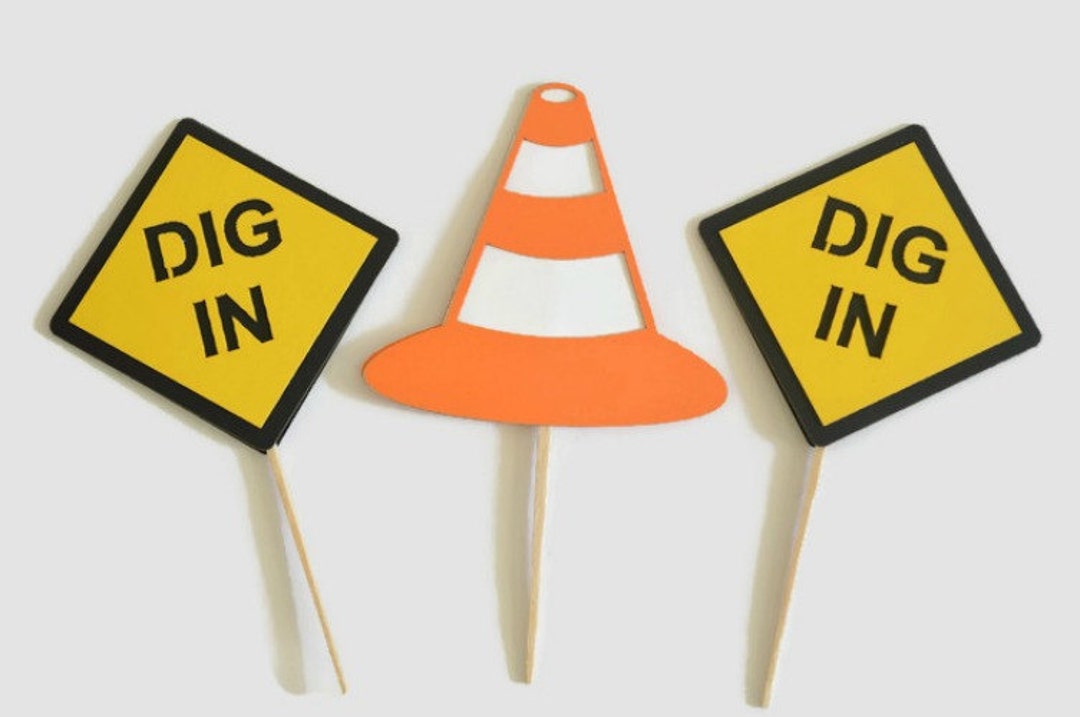 Construction Party Cupcake Toppers - Dig in Boy First Birthday - Under ...