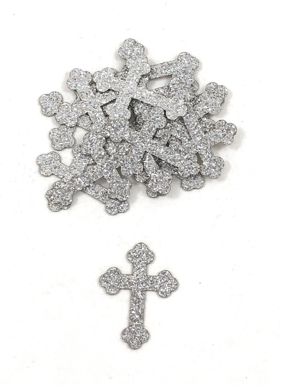 Silver Glitter Cross Confetti - 100 Pieces - Christening Decor ...