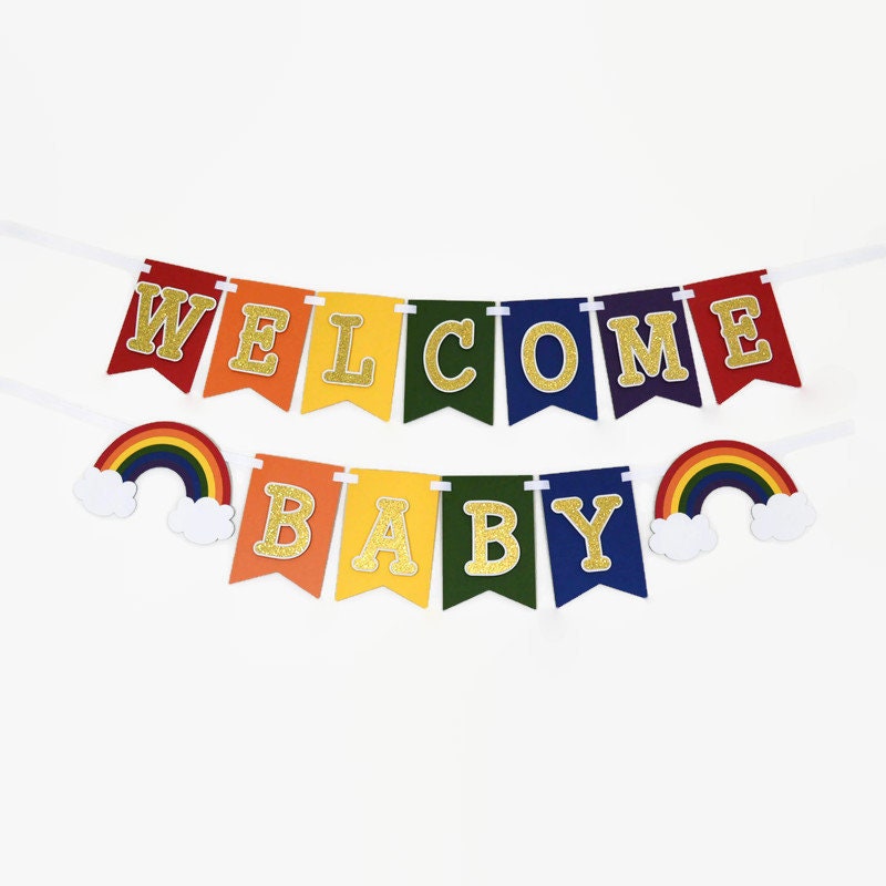 Rainbow Welcome Baby Banner Rainbow Baby Shower Banner | Etsy
