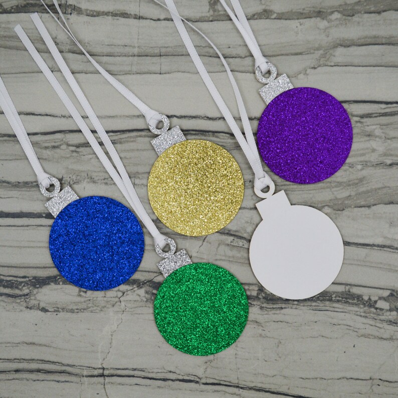 Christmas Ornament Glitter Gift Tags - Set of 10 - Vintage Christmas ...