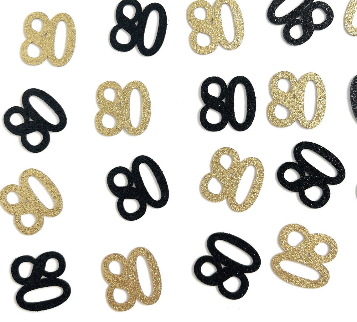 80th Birthday Confetti - 50 Pieces - 80th Birthday Party Supplies ...