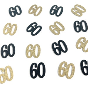 60th Birthday Confetti - 50 Pieces - 60th Birthday Party Supplies - 60th Anniversary - Number 60 ...