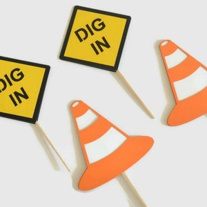 Construction Party Cupcake Toppers - Dig in Boy First Birthday - Under ...