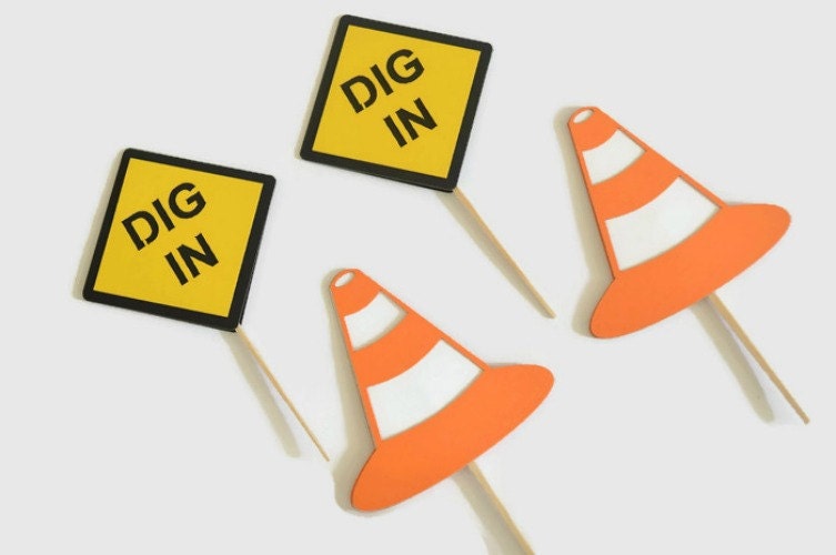Construction Party Cupcake Toppers Dig in Boy First Birthday - Etsy