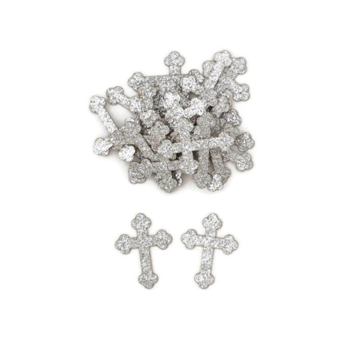 Silver Glitter Cross Confetti - 100 Pieces - Christening Decor ...