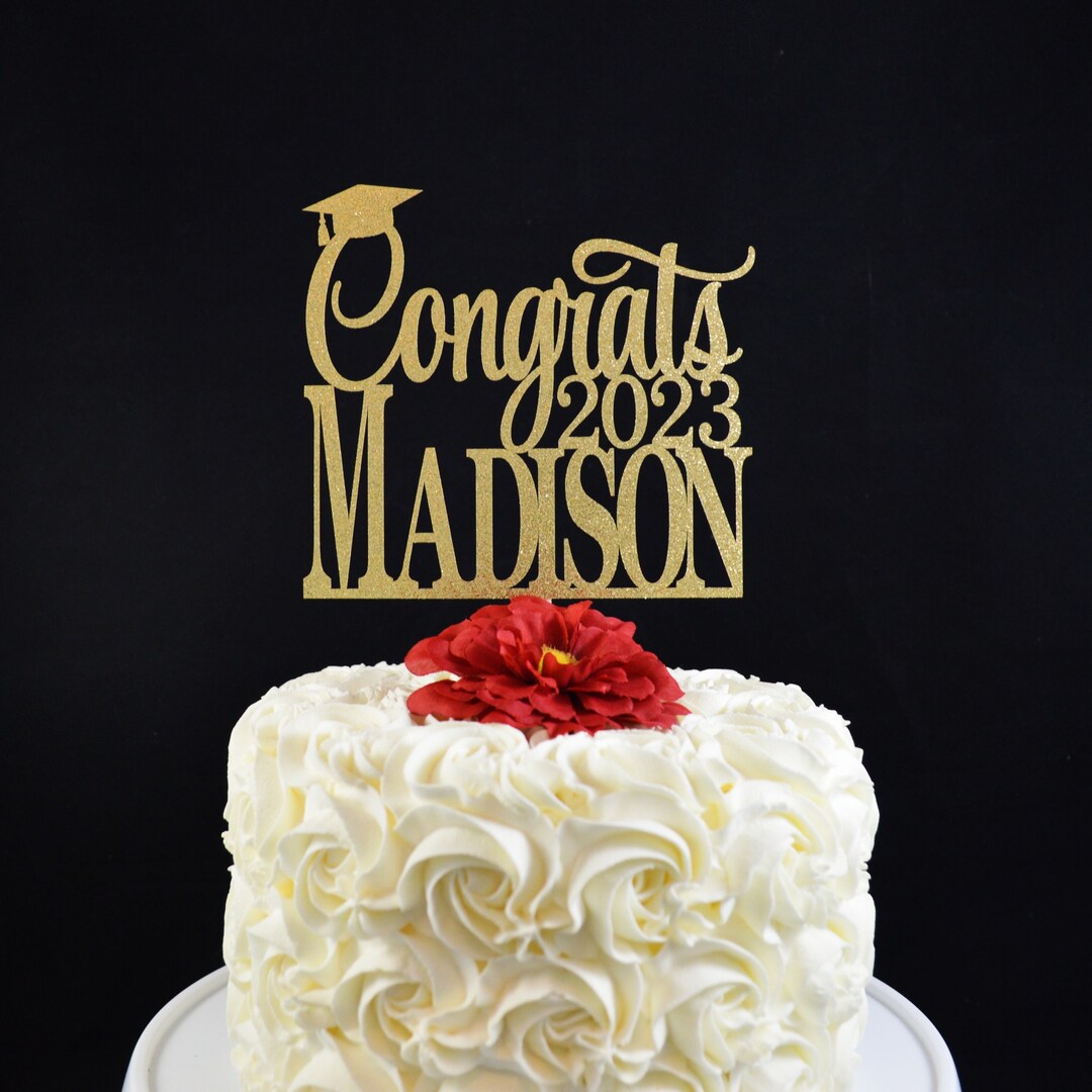 Graduation Cake Topper Personalized Congrats Glitter Cake - Etsy