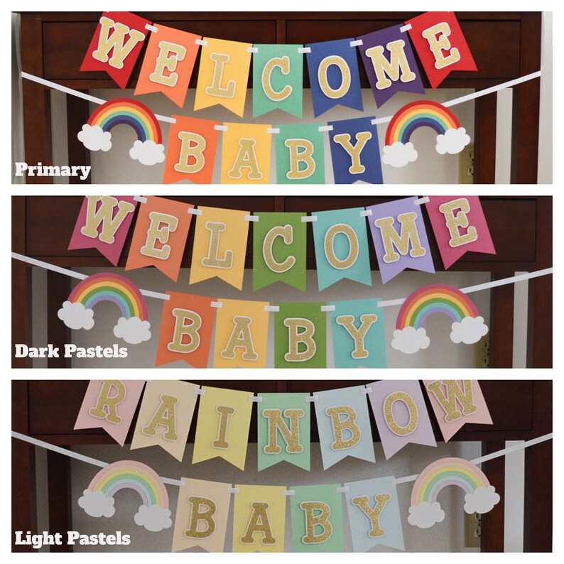 Rainbow Welcome Baby Banner Rainbow Baby Shower Banner - Etsy