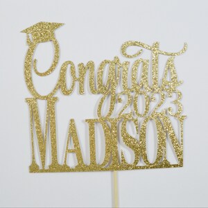 Graduation Cake Topper Personalized Congrats Glitter Cake - Etsy