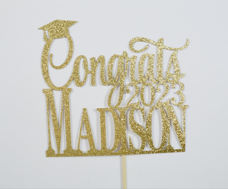Graduation Cake Topper Personalized Congrats Glitter Cake - Etsy