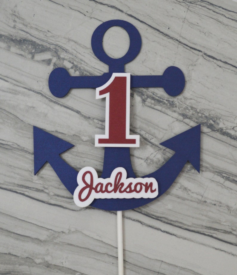 Nautical Birthday Cake Topper Personalized With Name and Age - Etsy
