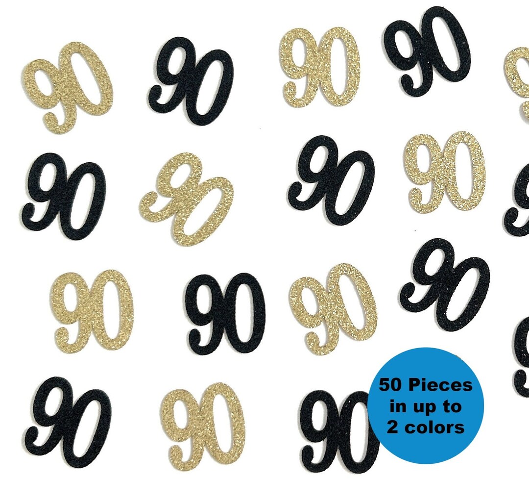 90th Birthday Confetti - 50 Pieces - 90th Birthday Party Supplies ...