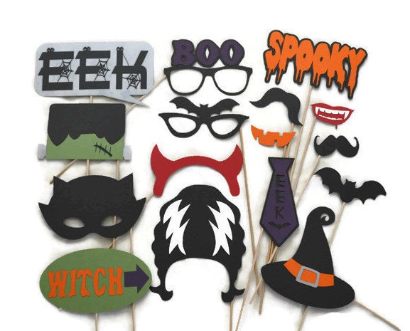 Halloween Photo Booth Props 16 Piece Set Halloween Party - Etsy