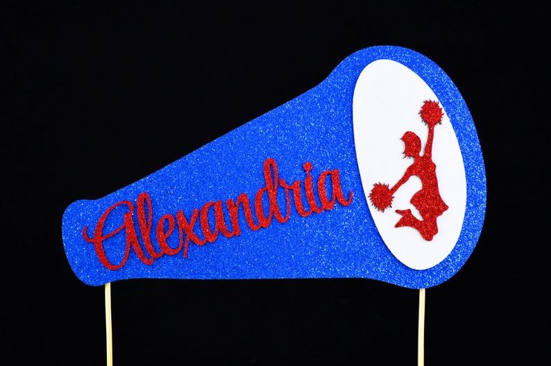 Cheerleading Megaphone Glitter Cake Topper - Personalized - Cheerleader ...