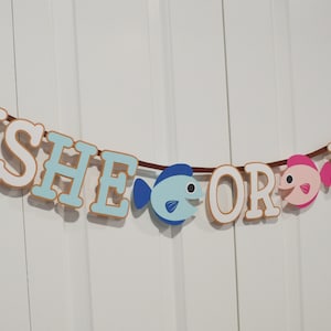 Fish HE or Fish SHE Gender Reveal Banner - Fishing Theme He or She ...