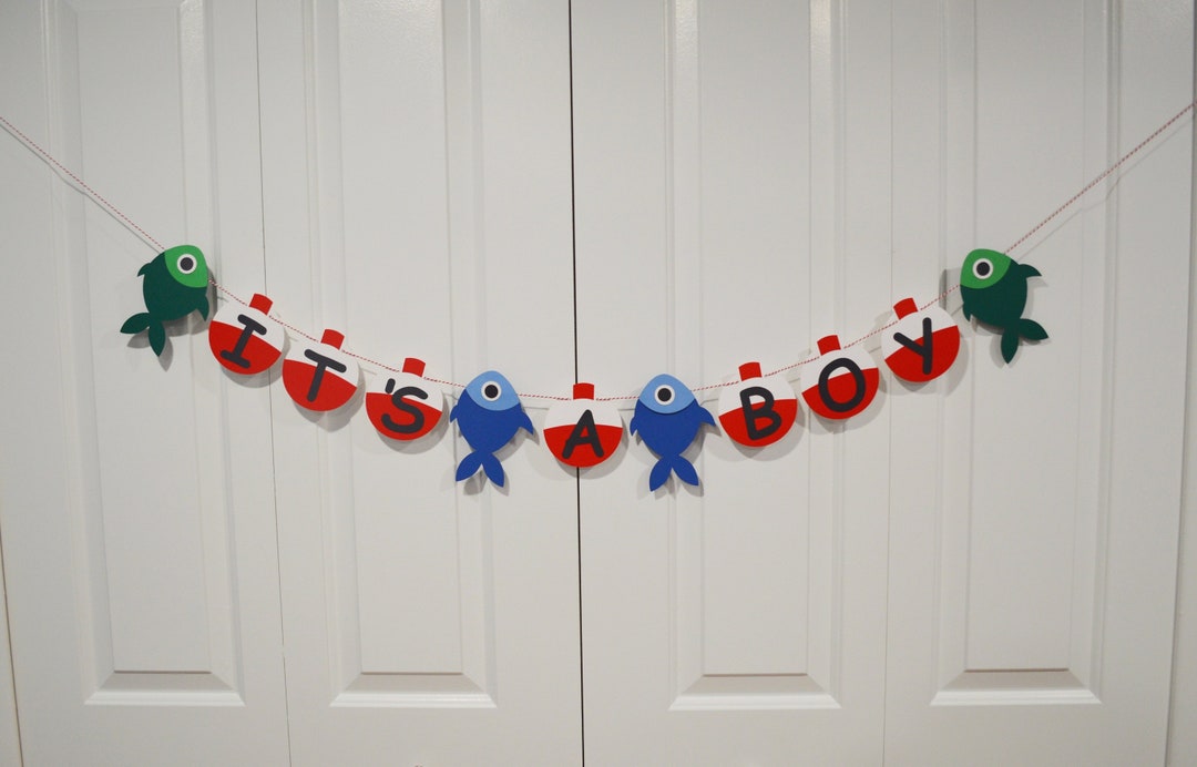 Fishing It's a Boy Banner Gone Fishing Baby Shower Fish Banner ...