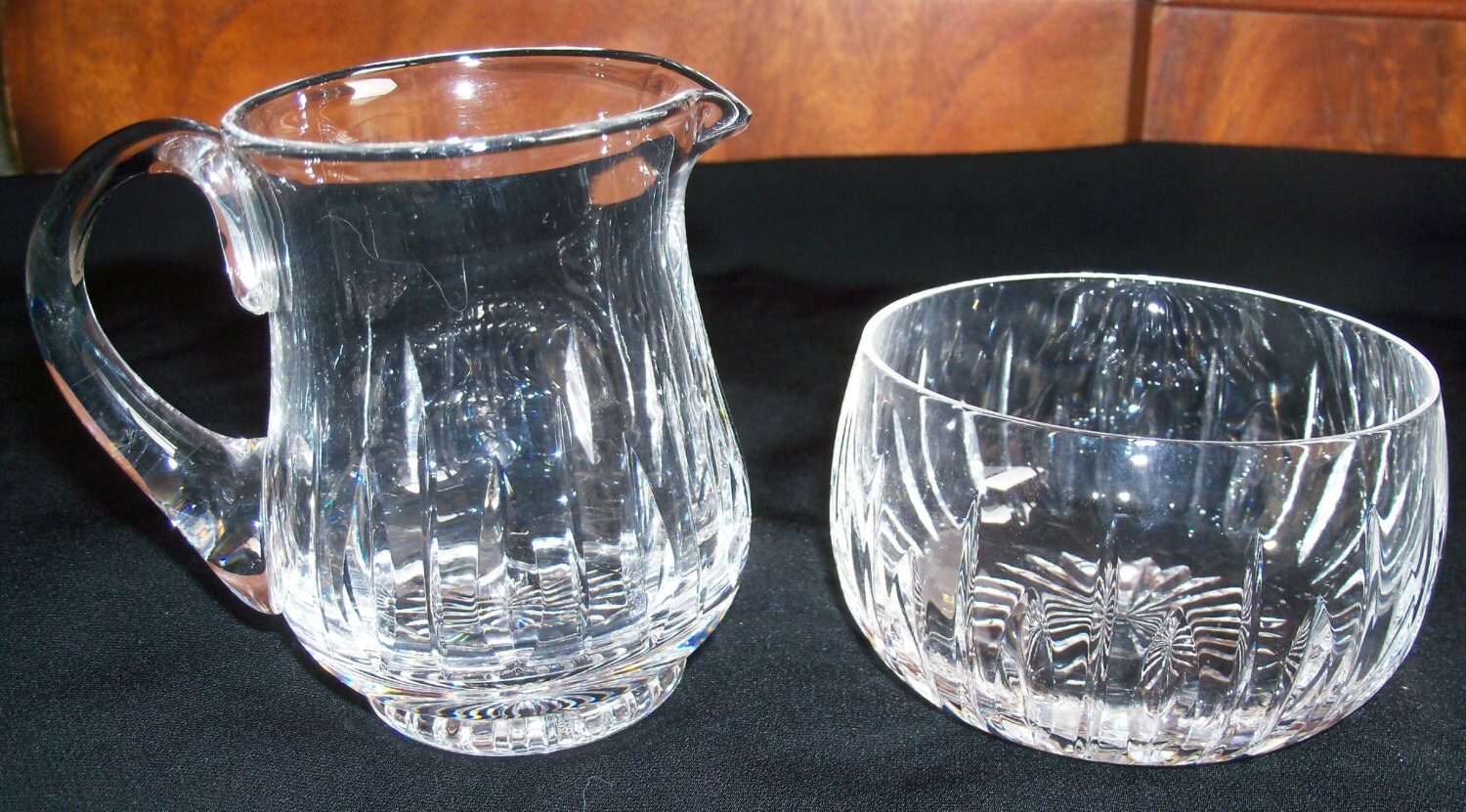 Vintage Stuart Clear Cut Crystal Sugar and Footed Creamer HAMPSHIRE ...