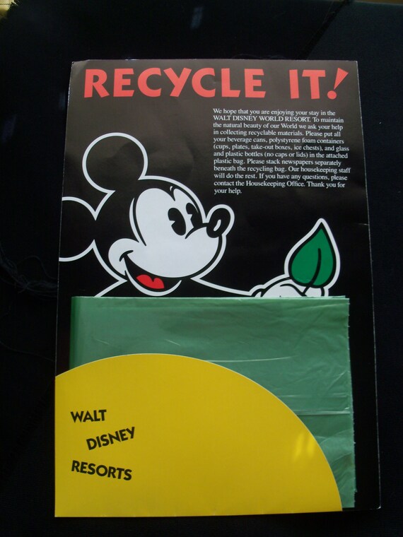 Vintage Walt Disney World Resort Mickey Mouse recycle | Etsy