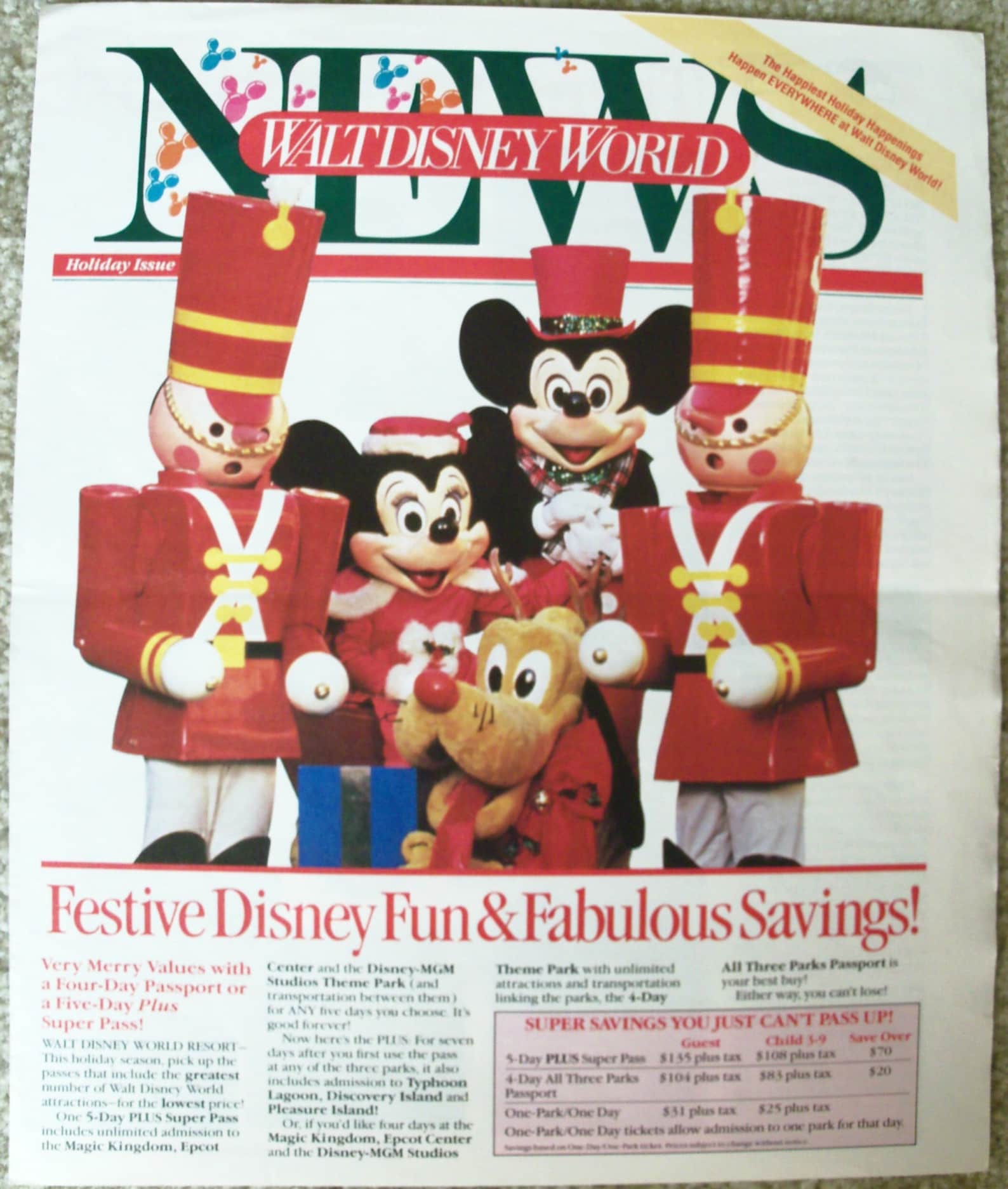 Vintage Walt Disney World News Newspaper Festive Disney Fun Holiday ...