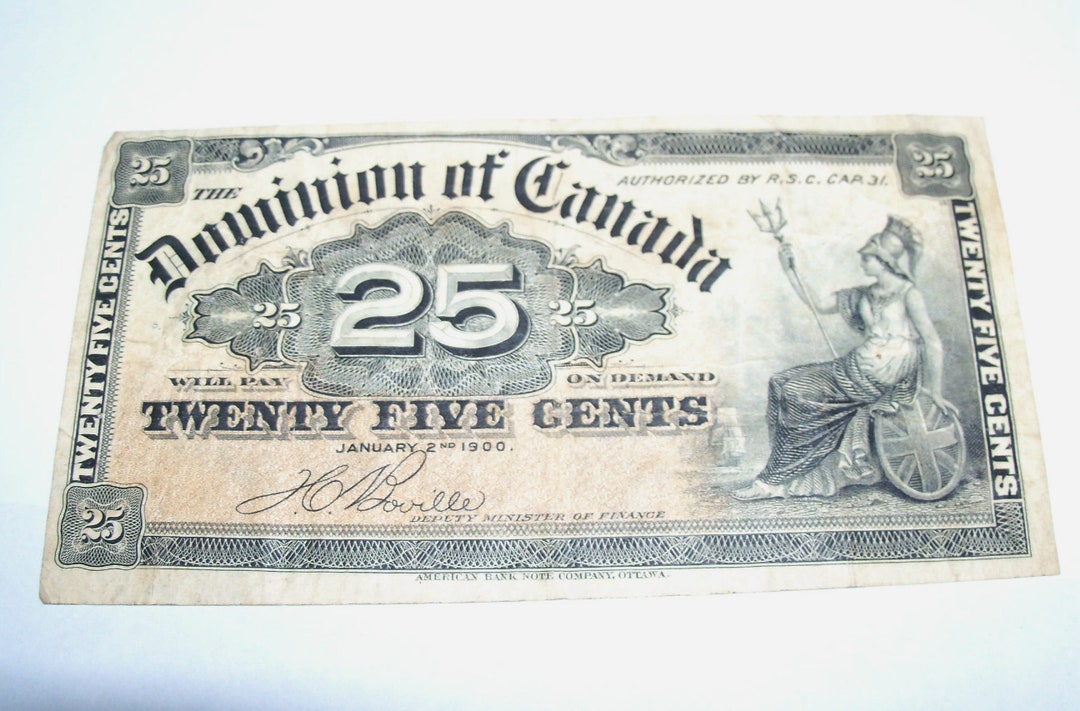 Antique: January 2, 1900 Dominion of Canada 25 Cents Fractional Note ...