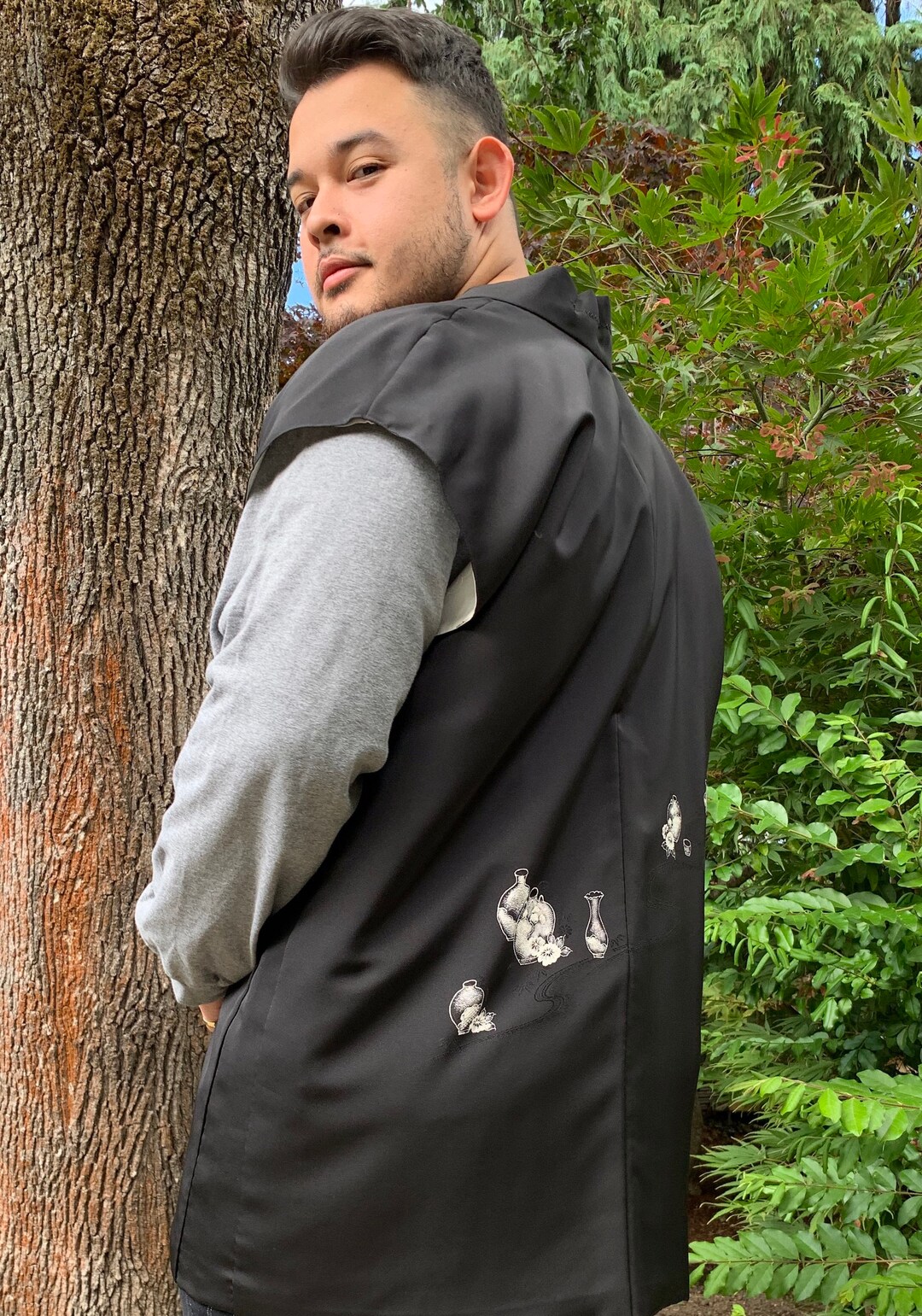 Up Cycled Haori Vest, Haori Vest, Black Vest, Silk Vest, Japanese Icon ...