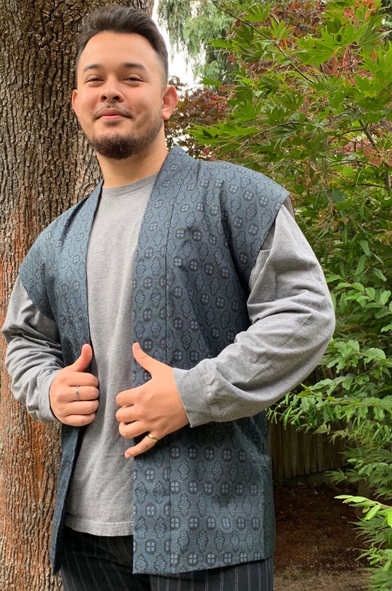 Up cycled Haori Vest Haori Vest Black Vest Silk Vest | Etsy