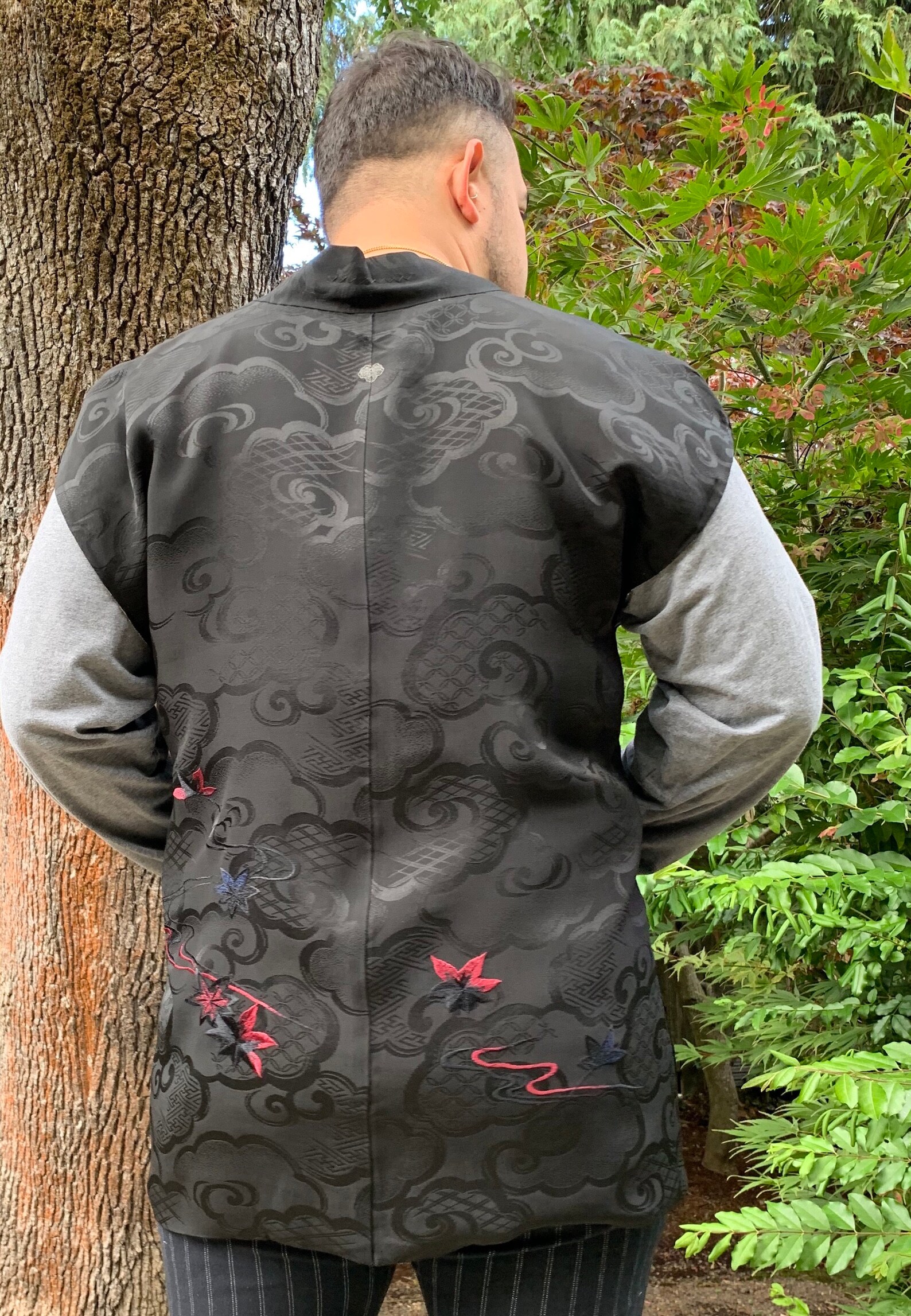Up Cycled Haori Vest, Haori Vest, Black Vest, Silk Vest, Japanese Art ...