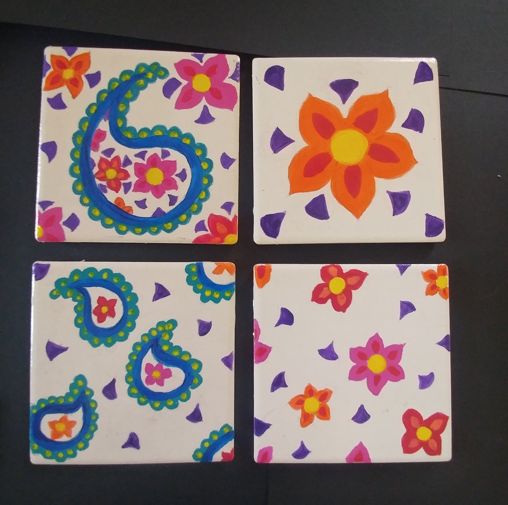 Hand Painted Ceramic Tiles - Etsy