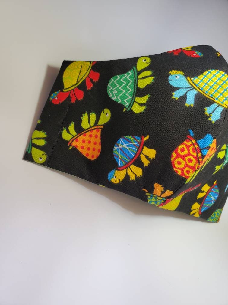 Turtle Face Mask Colorful Tortoise Triple Layer Cotton Mask | Etsy