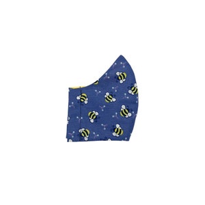 Bumblebee on Blue Face Mask, Triple Layer Cotton Mask With Sewn in ...