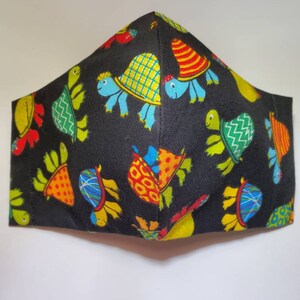 Turtle Face Mask, Colorful Tortoise Triple Layer Cotton Mask With Sewn ...