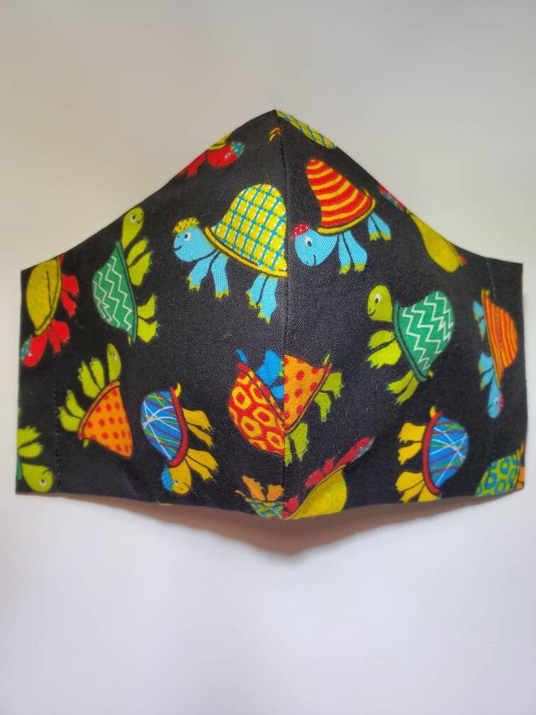 Turtle Face Mask Colorful Tortoise Triple Layer Cotton Mask | Etsy