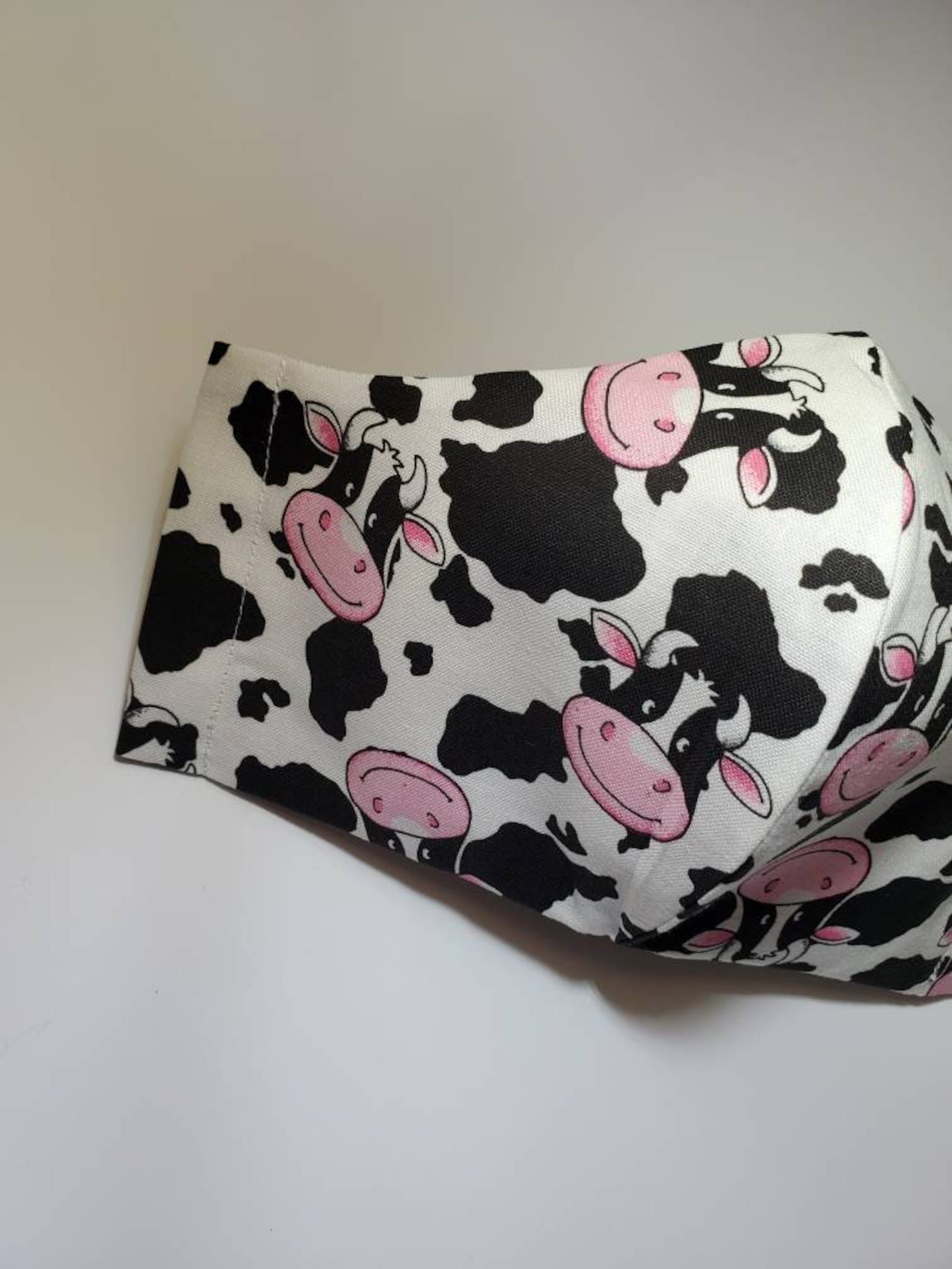 Cow Print with Cow Head Face Mask Black and White Cow Face | Etsy