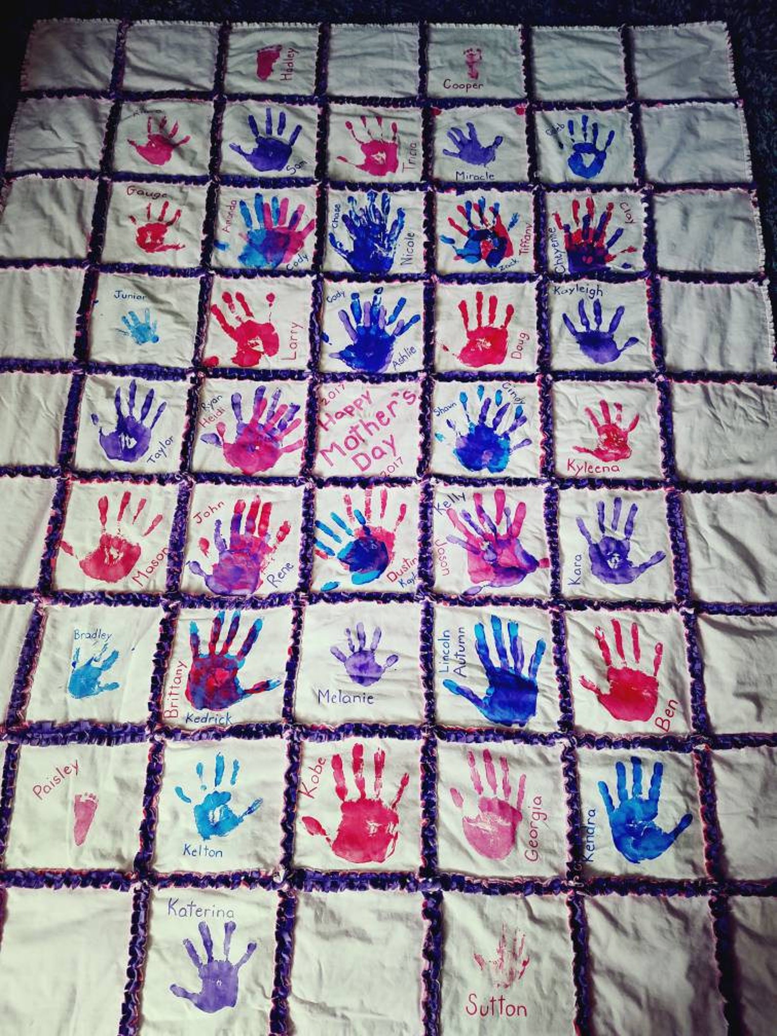 Handmade Family Quilt Handprint Family Rag Quilt Custom Rag - Etsy