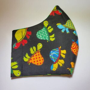 Turtle Face Mask, Colorful Tortoise Triple Layer Cotton Mask With Sewn ...