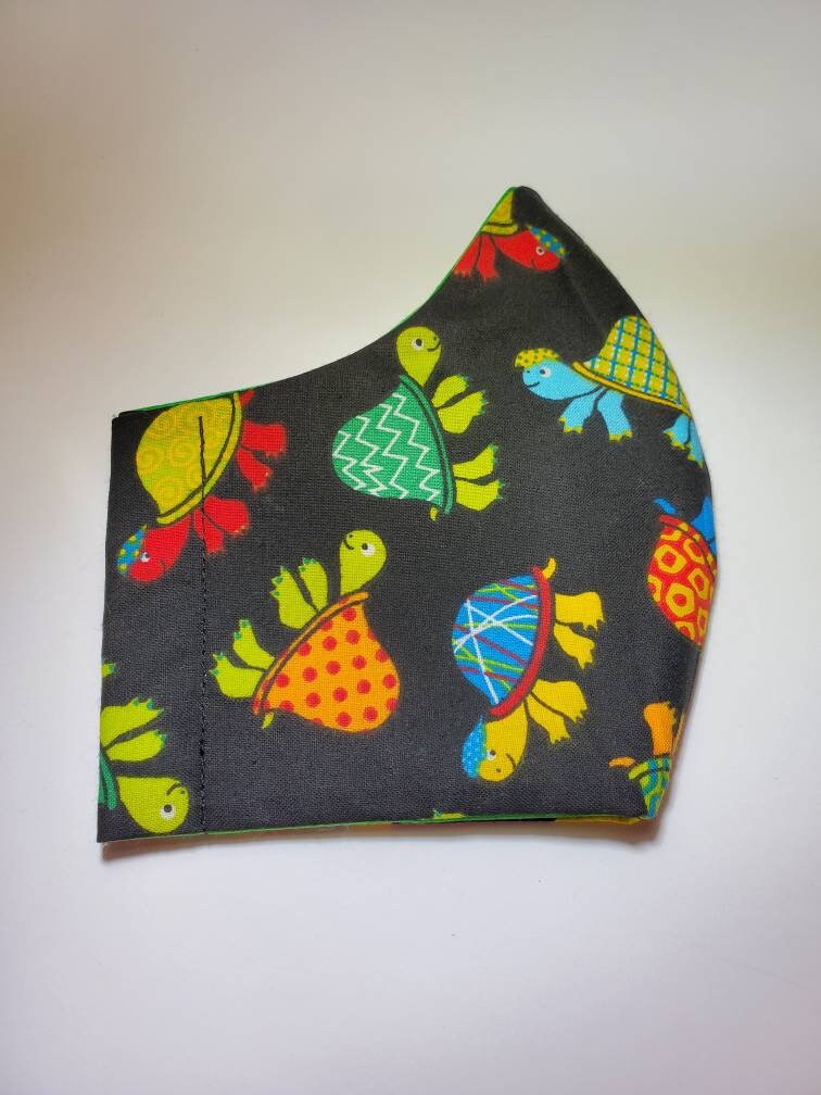 Turtle Face Mask Colorful Tortoise Triple Layer Cotton Mask | Etsy