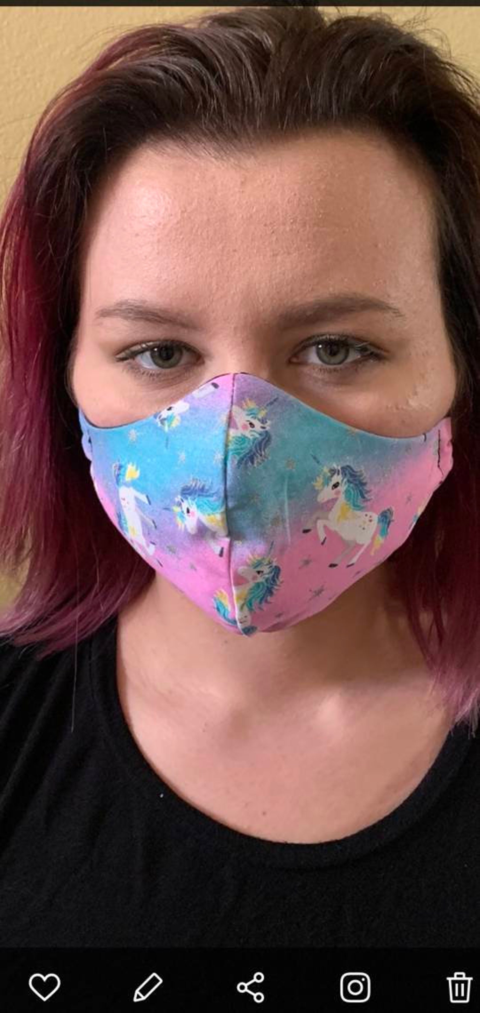 Unicorn Face Mask | Washable Fabric Unicorn Face Mask | Reusable Fabric ...