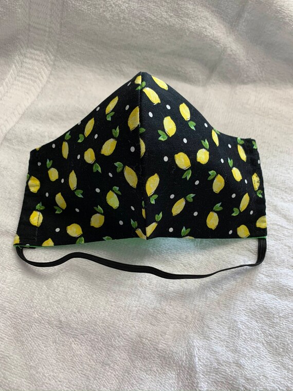 Washable Reusable Triple Layer Lemon Face Mask for Adults and | Etsy