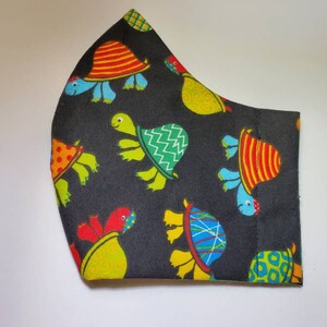 Turtle Face Mask, Colorful Tortoise Triple Layer Cotton Mask With Sewn ...