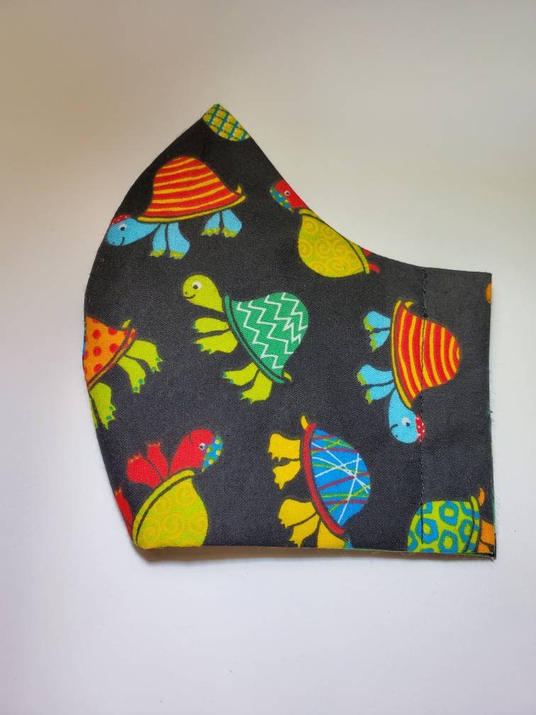 Turtle Face Mask Colorful Tortoise Triple Layer Cotton Mask | Etsy