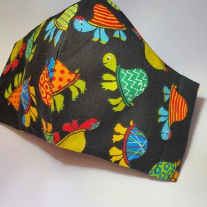 Turtle Face Mask, Colorful Tortoise Triple Layer Cotton Mask With Sewn ...