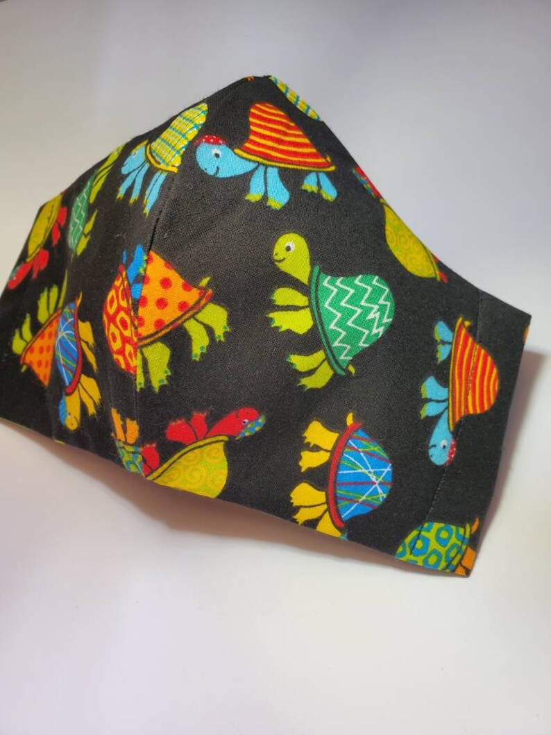 Turtle Face Mask Colorful Tortoise Triple Layer Cotton Mask - Etsy