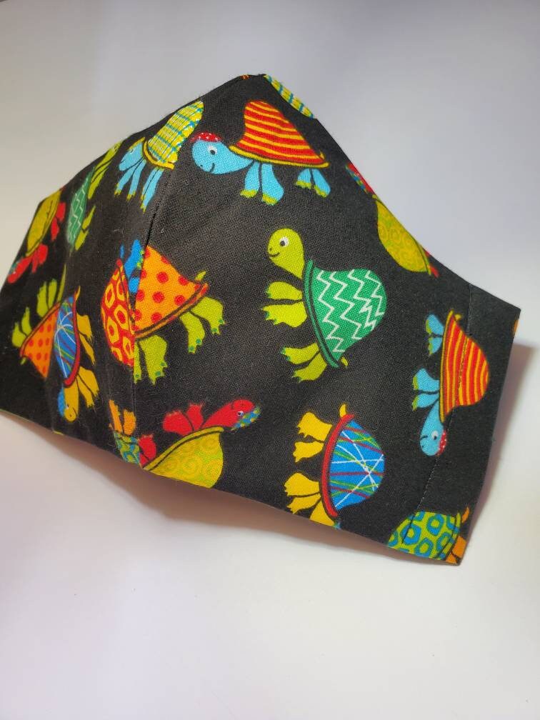Turtle Face Mask Colorful Tortoise Triple Layer Cotton Mask | Etsy