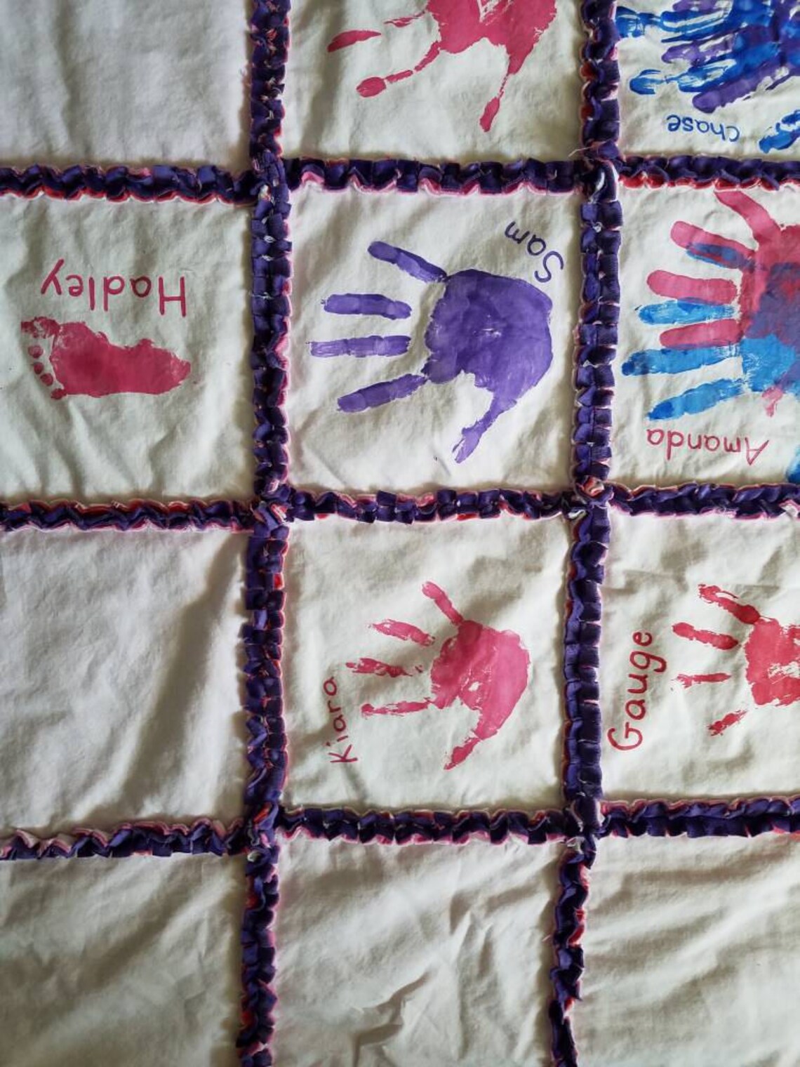 Handmade Family Quilt Handprint Family Rag Quilt Custom Rag - Etsy