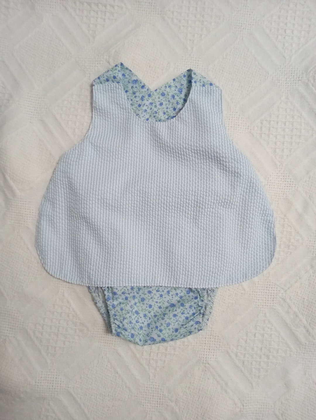 Girls' Bloomer Set: Summer Pinafore With Bow, Monogram Options Hand ...